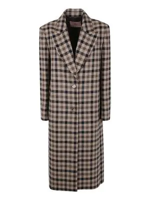 TWINSET Checked Wool Coat - Black