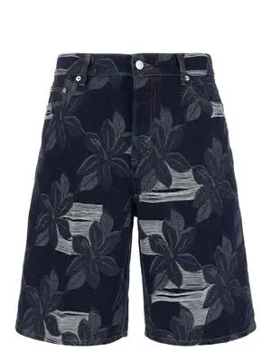 Gucci Allover Floral Detailed Bermuda Shorts - Blue