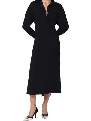 Victoria Beckham Long Sleeve Button Front Dress - Black