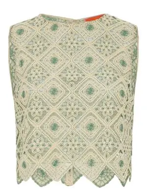 LA DOUBLEJ La Double J Aria Cropped Macramé Blouse