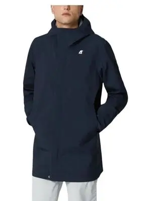 K-WAY Hooded Long Jacket With Zipper - Black