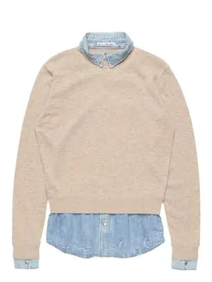 Acne Studios Layered V-neck Sweater With Denim Collar - Aek