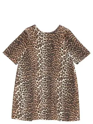 GANNI Leopard Print Mini Dress - Camel