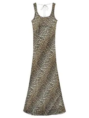 GANNI Print Sleeveless Maxi Dress - Leopard
