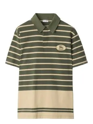 Burberry Striped Cotton Polo Shirt - Yew