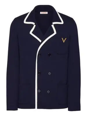 Valentino Garavani V-gold Double-breasted Jacket - Blue