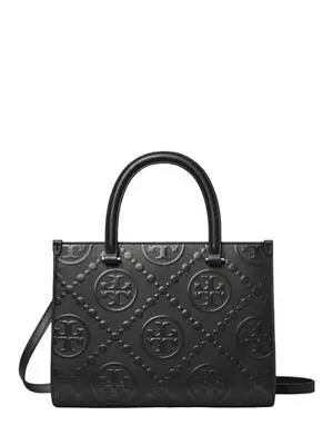 Tory Burch T Monogram Embossed Tote Bag - Black
