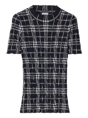 Burberry Checked Knitted Top - Ink/chalk