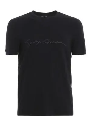 Giorgio Armani Logo Print Crewneck T-shirt - Black