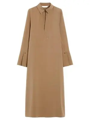 Max Mara Silk Crepe De Chine Dress - Hazelnut Color