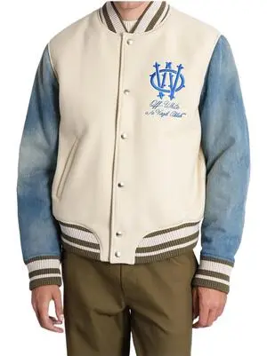 Off-White Off-White Embroidered Logo Button-Up Jacket White