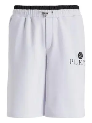 Philipp Plein Logo Plaque Drawstring Track Shorts - White