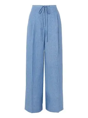 RÓHE Linen Wide-leg Trousers - Blue