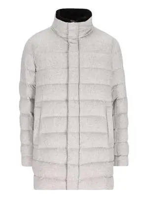 Herno Mid-length Down Jacket With Stand Collar - White