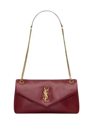 Saint Laurent Calypso Foldover Top Small Shoulder Bag - Ruby