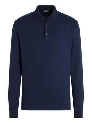Zegna Long-sleeve Polo Shirt - Dark Blue