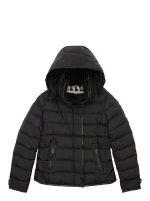 Burberry Hooded Down Jacket With Zip Up - Black