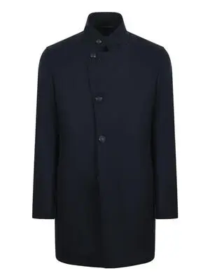 Tagliatore Gordon Stand Collar Coat - Dark Blue