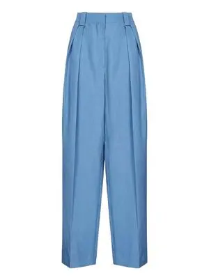 Stella McCartney Pleated Linen Trousers - Blue