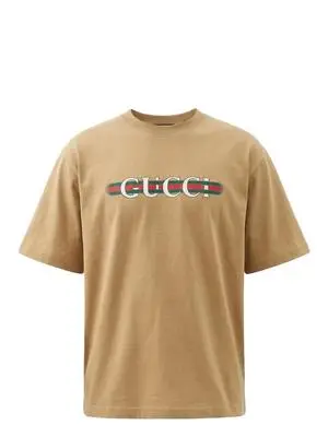 Gucci Logo Printed Jersey T-shirt - Camel