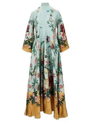 La DoubleJ Floral Print Wide Sleeve Dress - Green