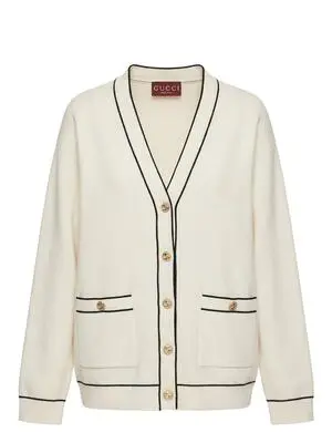 Gucci Fine Knit V-neck Cardigan With Button Closure - White