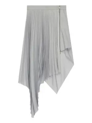 Givenchy Asymmetrical Pleated Skirt With 4g Logo Belt - Cloud Gray
