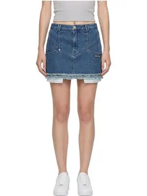 MARISSA CHIARA Belt Loop Denim Skirt - Blue