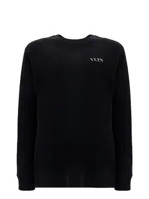 Valentino Garavani Long Sleeve Crewneck Sweatshirt With Logo Detail - Black