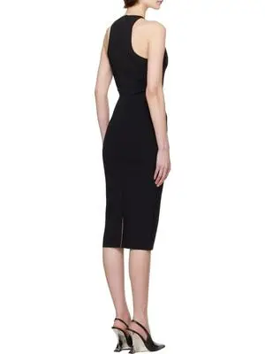 MUGLER Sleeveless Star Cut-out Midi Dress - Black
