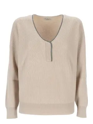 BRUNELLO CUCINELLI Brunello Cucinelli Ribbed V-Neck Jumper