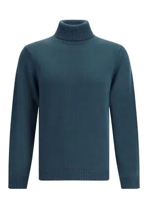 ROBERTO COLLINA Ribbed Turtleneck Knitwear - Blue