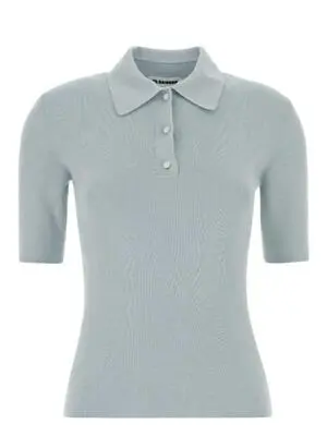 JIL SANDER Button Detailed Short-sleeved Polo Jumper - Gray