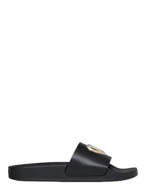 Red Valentino Heart Detailed Open Toe Slides - Black