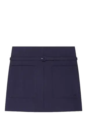 COURREGES Courrèges Two-pocket Belted Cotton Skirt - Work Blue