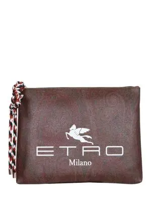 Etro Logo-print Clutch Bag - Gray