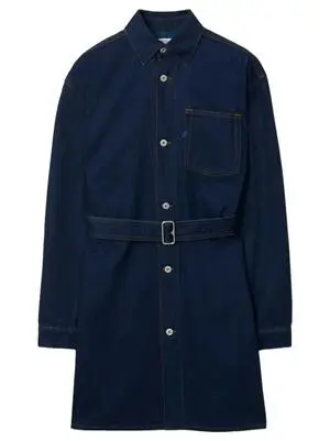Burberry Belted Buttoned Denim Shirt Dress - Blue