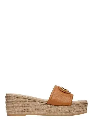 Valentino Garavani Open-toe Wedge Espadrille Sandals - Nude