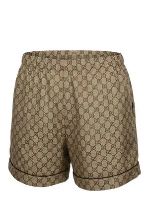 Gucci Gg Supreme Monogram Shorts - Beige And Ebony