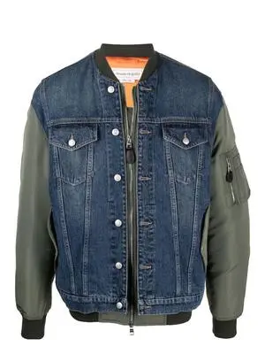 Alexander McQueen Hybrid Denim Bomber Jacket - Blue