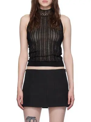 Khaite Benedetta Lace Halter Top - Black