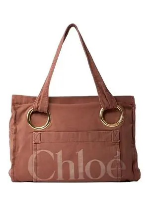 Chloé Large Tote Bag With Gold Tone Hoop Handles - Brown