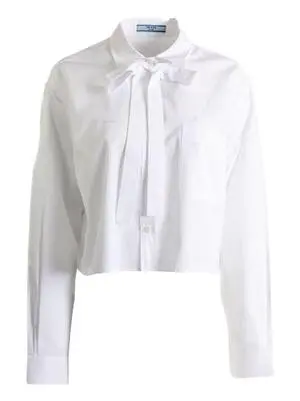Prada Long Sleeve Shirt With Bow Detail - White