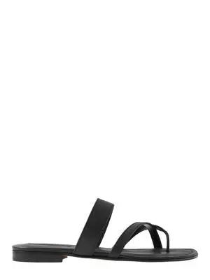 Manolo Blahnik Square Toe Flat Sandals - Black