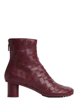 Bottega Veneta Intrecciato Ankle Boots - Barolo