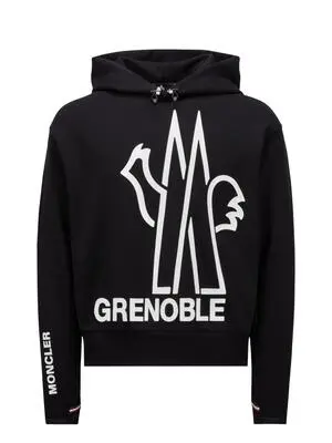 Moncler Logo Printed Drawstring Hoodie - Black