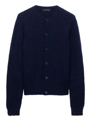 Prada Shetland Crewneck Cardigan - Navy