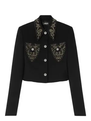 Versace Embellished Cropped Jacket - Black