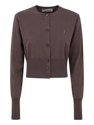 VIVIENNE WESTWOOD Orb Embroidered Knitted Cardigan - Brown