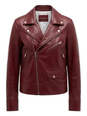 Gucci Leather Zip-up Jacket - Red